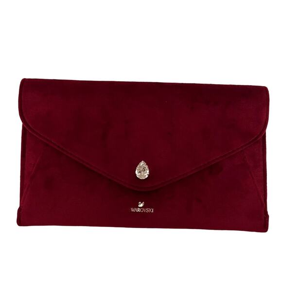 Swarovski | Bags | Swarovski Burgundy Velvet Envelope Clutch Evening ...
